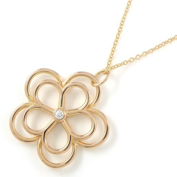 Tiffany & Co. | Bags | Tiffany Garden Flower Diamond Necklace Gold ...